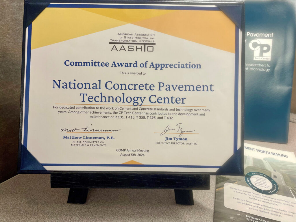 CP Tech Center receives AASHTO award | Institute for Transportation